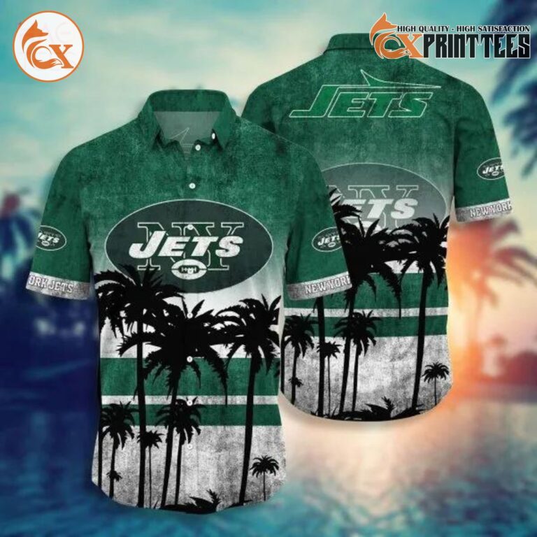 New York Jets Logos Custom Summer Retro Beach Hawaii Shirt, Cool Gifts ...