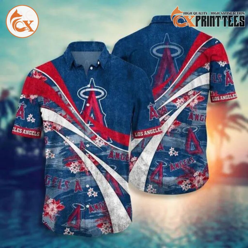 Mlb Angels Logo Customized Tropical Flowery Aloha Hawaiian Shirts ...