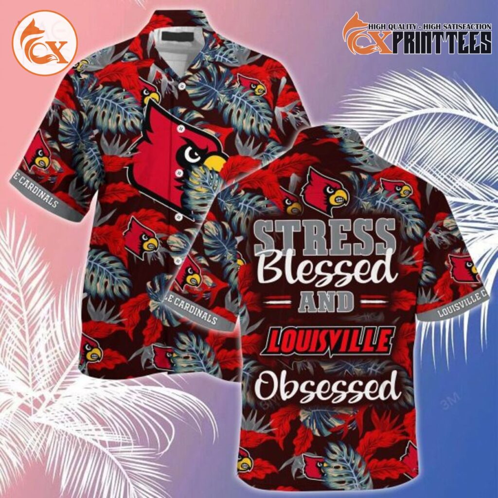 Louisville Football Colors Custom Tropical Leaves Hawaiian Shirt, Cool ...