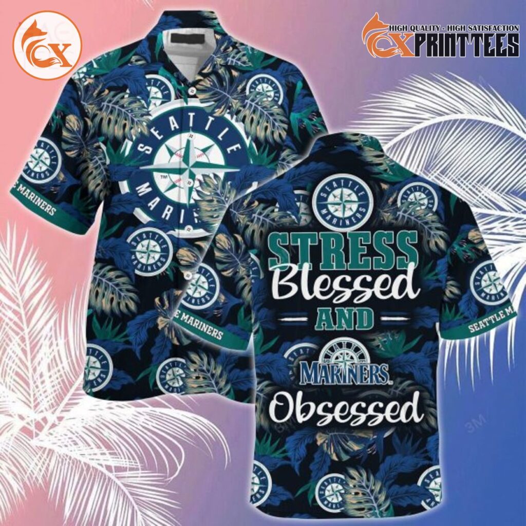 Seattle Mariners Logos Tropical Leaves Blue Hawaiian Shirt, Best Sports ...
