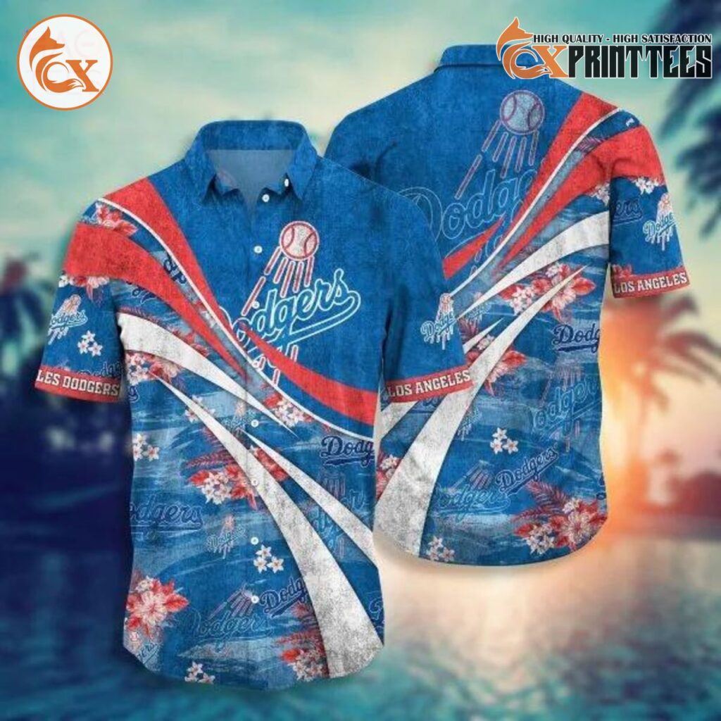 Logo Los Angeles Dodgers Cusstom Hawaiian Shirt Vintage Flowery Style ...