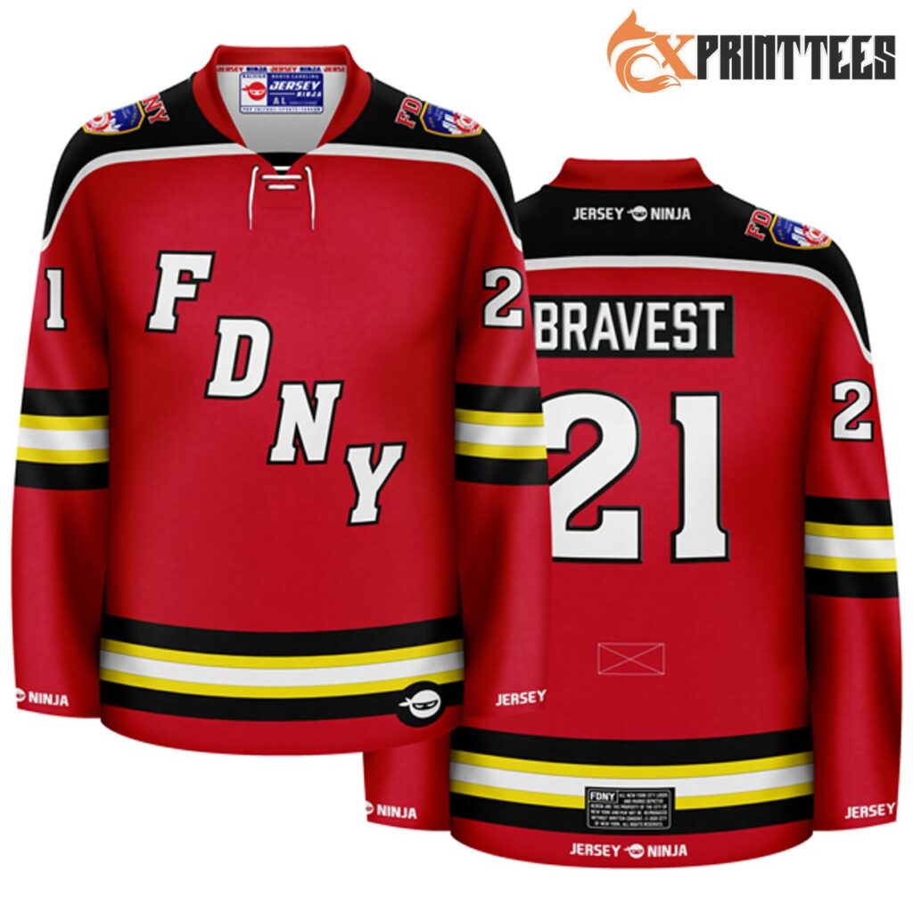 Wordmark FDNY Red Hockey Jersey: A Burning Gift for Football Fans Who ...