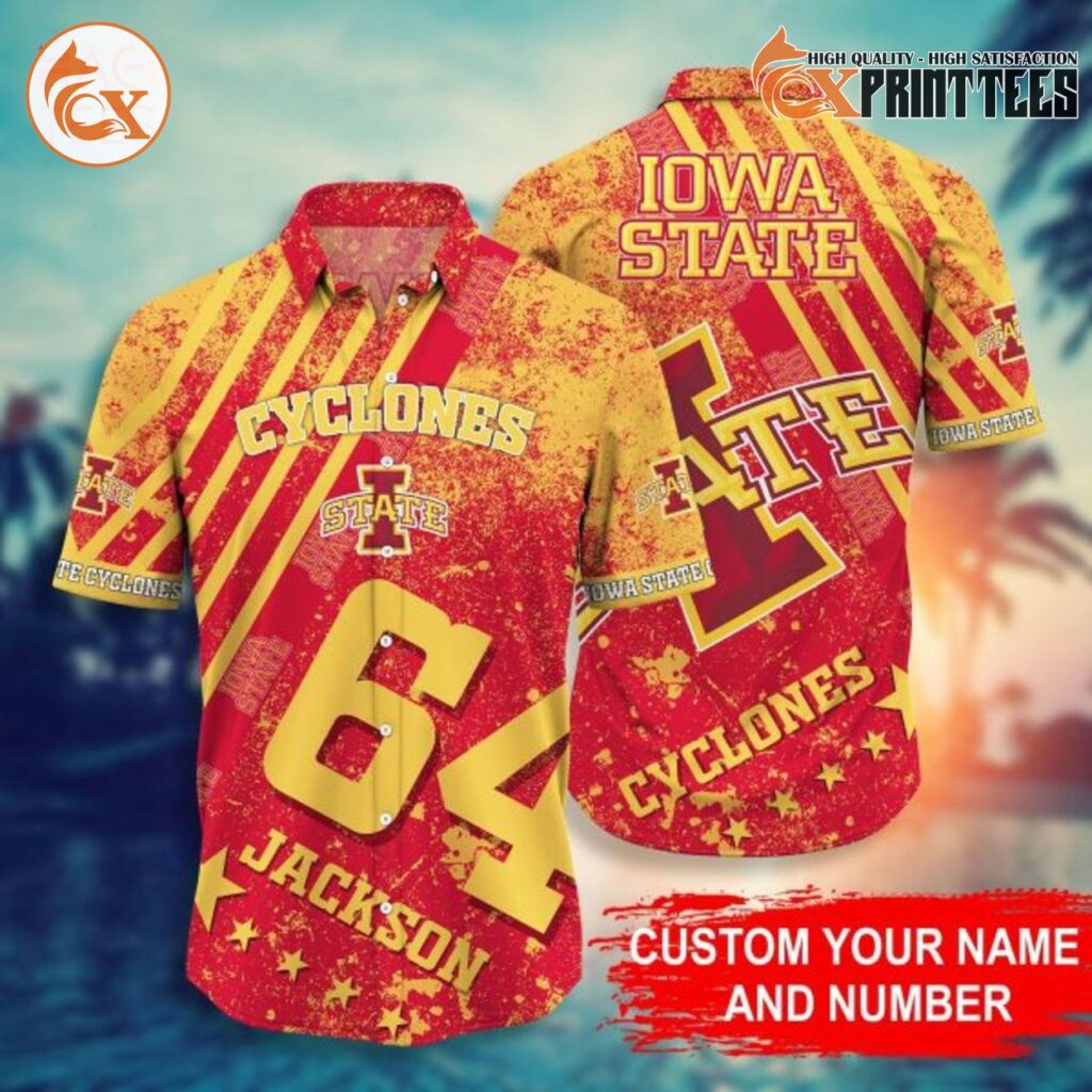 Logo Iowa State Yellow Red Grunge Hawaii Aloha Shirts, Cool Gift Ideas ...