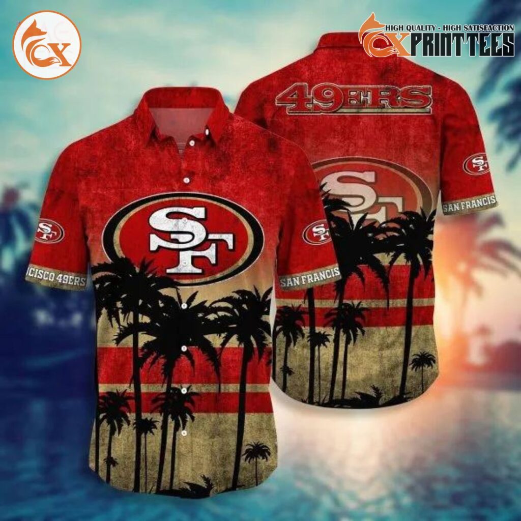 49er Logo Retro Beach Red Hawaiian Shirt, Best Gift For Football Lovers ...