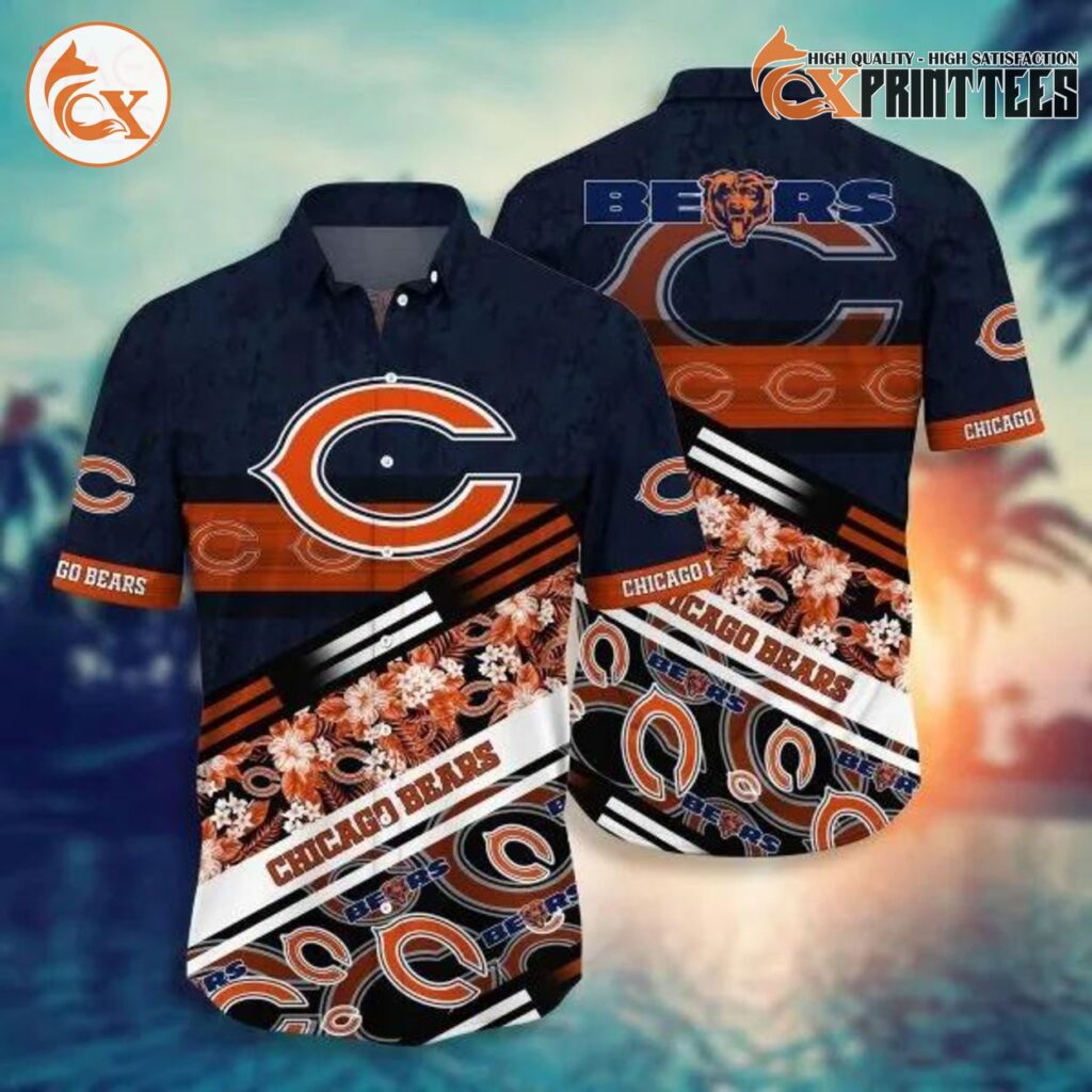 Bears Football Team Logo Cool Summer Gift Aloha Shirt | Fox Print Tees
