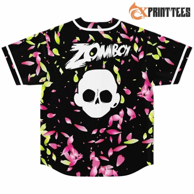 Cherry Blossom Art x Zomboy Logo Black Jersey, Cool Outfits For EDM Festivals | Fox Print Tees