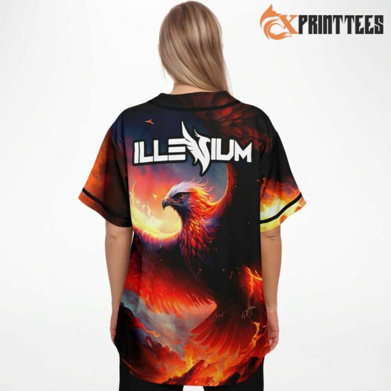 Custom Fire Phoenix Illenium Jersey, Cool Outfits For EDM Fans | Fox Print Tees