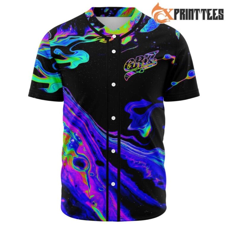 Griz Blue Trippin Psychedelic Baseball Jersey For EDM Festivals | Fox ...