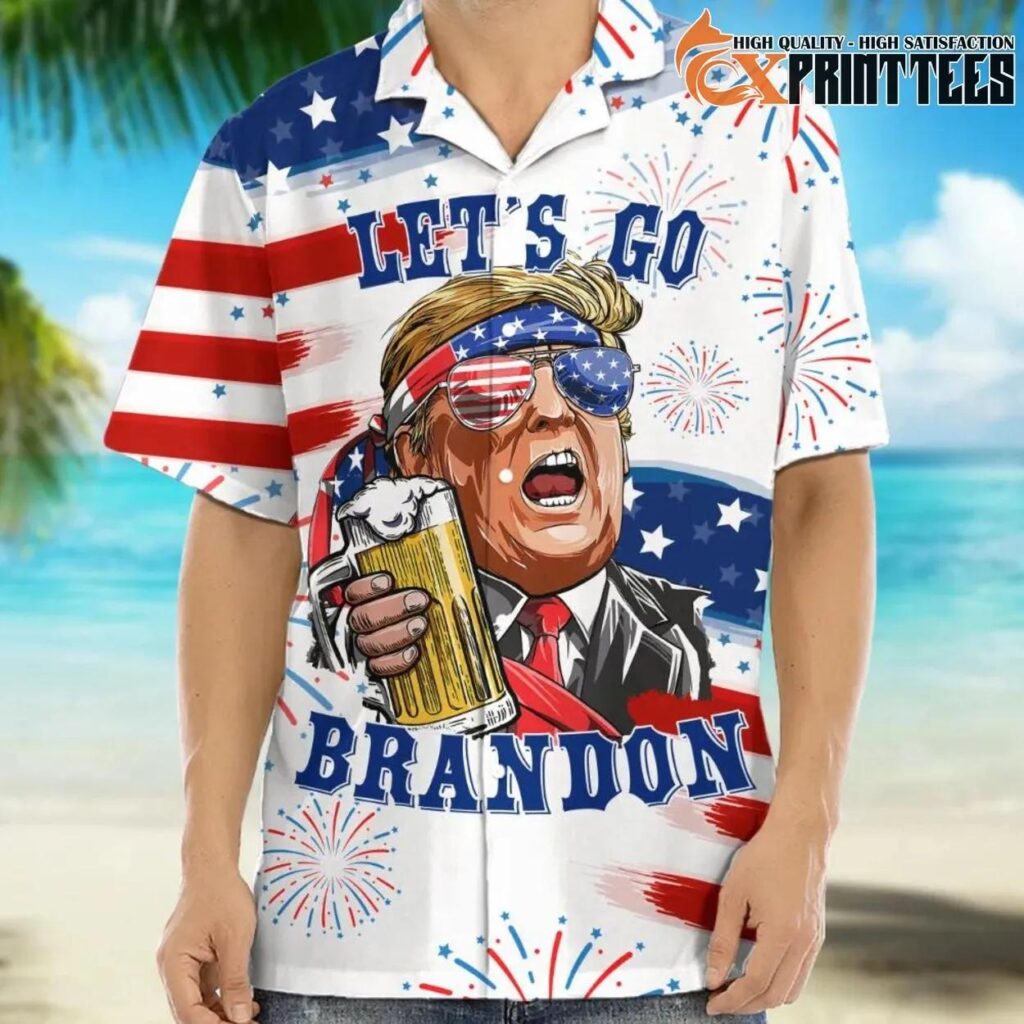 Exclusive Lets Go Brandon Beer Trump 2024 - Hawaiian Shirt