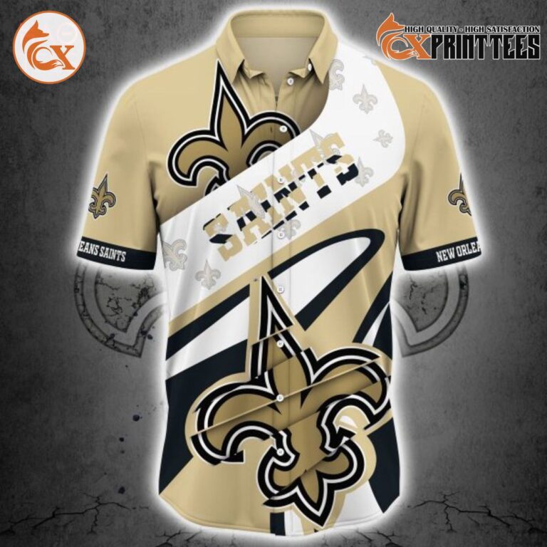 New Orleans Saints NFL Logos Custom Gold Sand Hawaiian Shirt, Cool Gift ...